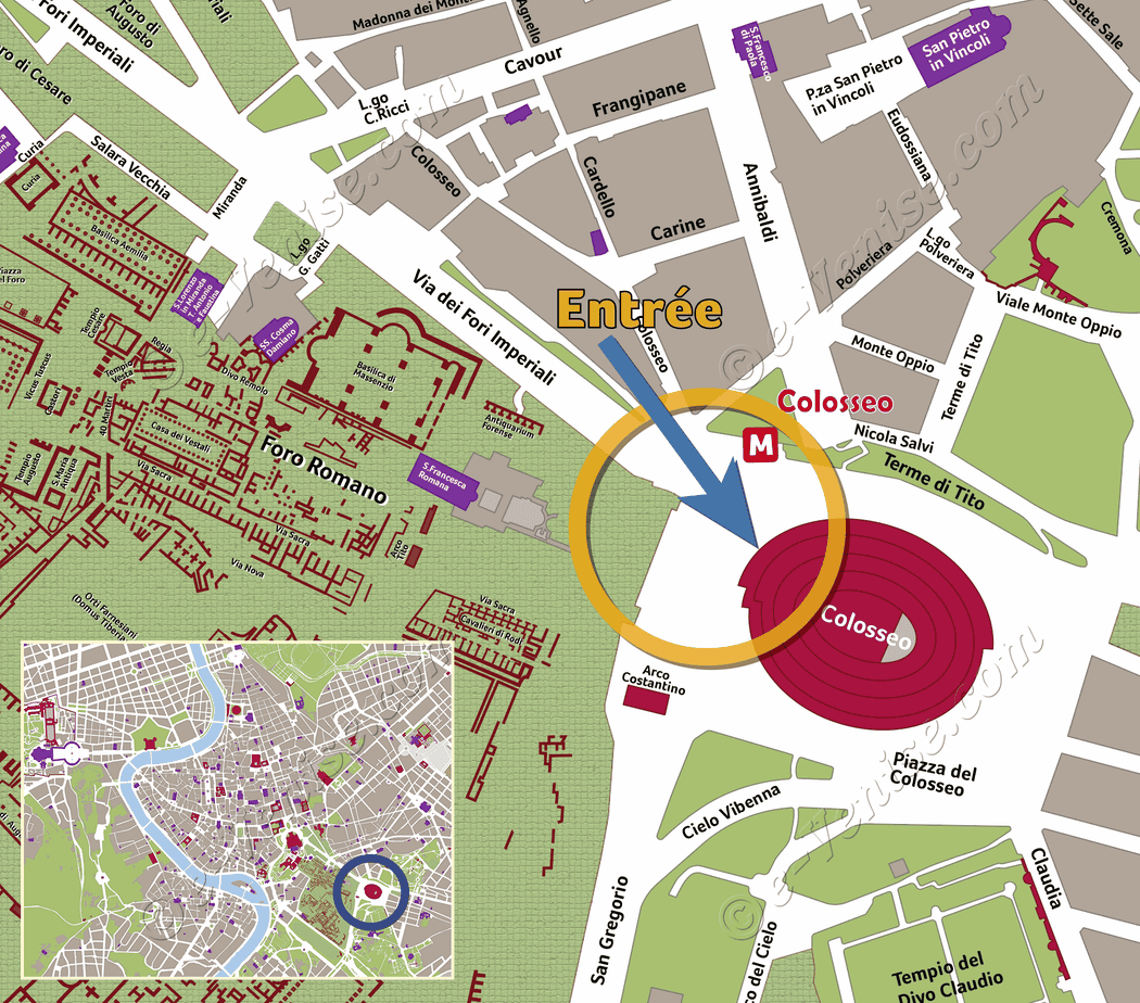 Location Map Address Colosseum in Rome in Italy